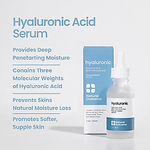 Natural Outcome Hyaluronic Acid Serum for Face | Anti-Aging Facial Serum with Vitamin b5 | Reduces Fine Lines and Wrinkles | Moisturizing and Hydrating Rescue Repair Skin Care Serum | 1 Oz