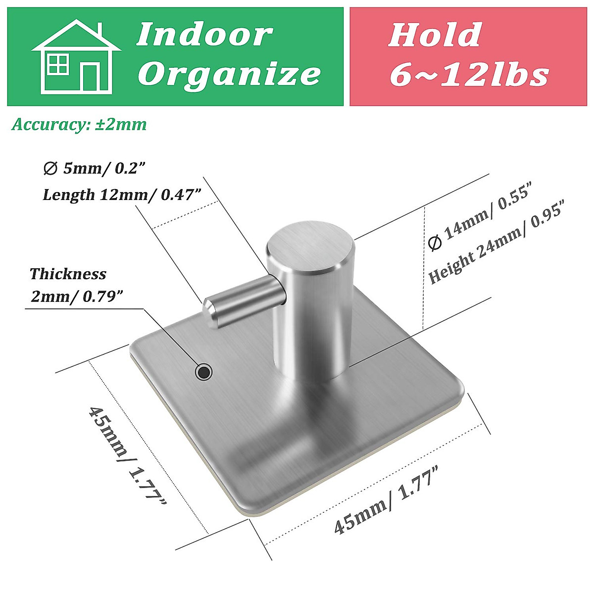 Jekoo Adhesive Hooks Heavy Duty, Over The Door Hooks Stick on Wall Hangers Towel Hooks Waterproof Stainless Steel Adhesive Towel Rack for Bathroom Kitchen Cabinet Door - 4 Packs