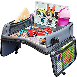 Kids Travel Tray, Carseat Tray for Kids Travel, Road Trip Essentials Kids Car Tray, Car Seat Tray & Kids Lap Tray - Keeps Children Entertained | Portable & Foldable Car Seat Table Tray for Kids