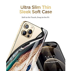 GVIEWIN for iPhone 12 Case and iPhone 12 Pro Case 6.1 Inch 2020, Marble Parttern Ultra Slim Thin Glossy Soft Durable TPU Shockproof Scratch-Proof Phone Protective Covers for Women (Drift Sand/Brown)