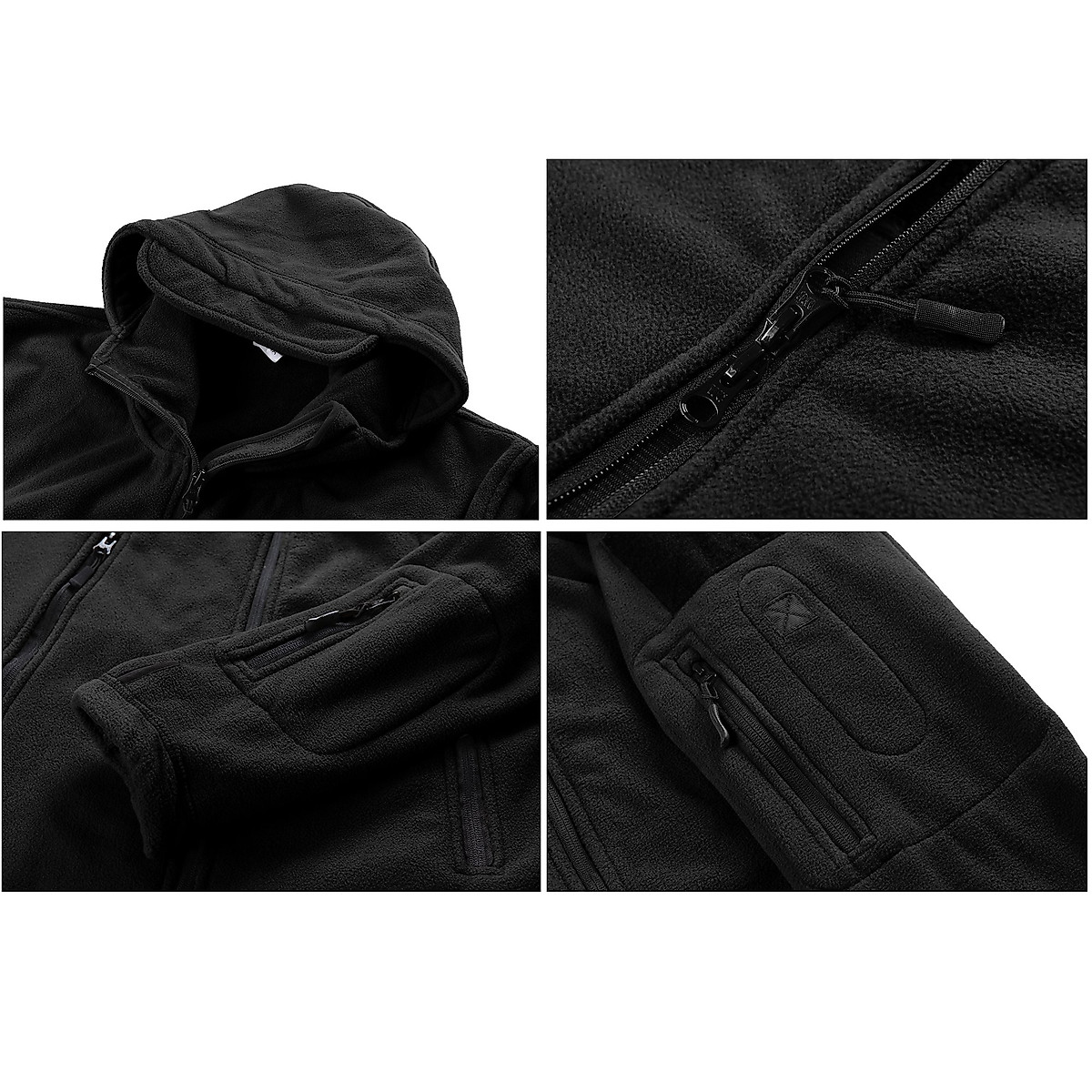 CRYSULLY Men's Fall Winter Coat Safari Jacket Fleece Hiking Travelling Fatigue Outdoors Snow Jacket Coat Black