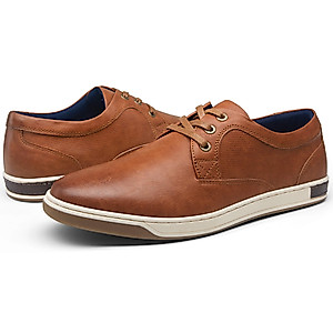 Vostey Men's Fashion Sneakers Brown Simple Leisure Style Casual Shoes(B81Q11 Yellow Brown 10.5)