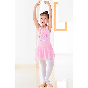 BAOHULU Girl's Skirted Leotards Camisole Cartoon Ballet Dance Tutu Dress B188_Pink_XL