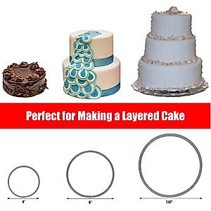 FunWhale 3 Tier Round Multilayer Anniversary Birthday Cake Baking Pans,Stainless Steel 3 Big Sizes Rings Round Molding Mousse Cake Rings(Round-shape,4 Inch 6Inch 7.8Inch,Set of 3)
