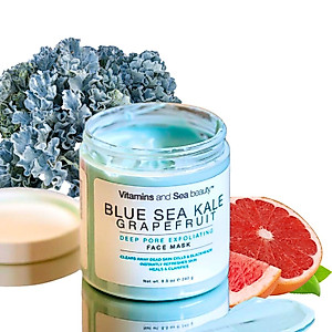 VITAMINS AND SEA BEAUTY, Exfoliating Face Mask Deep Cleansing Purifying Blackhead Pore Control with Blue Sea Kale and Grapefruit, Skincare for All Skin Types, 8.5 Fl Oz
