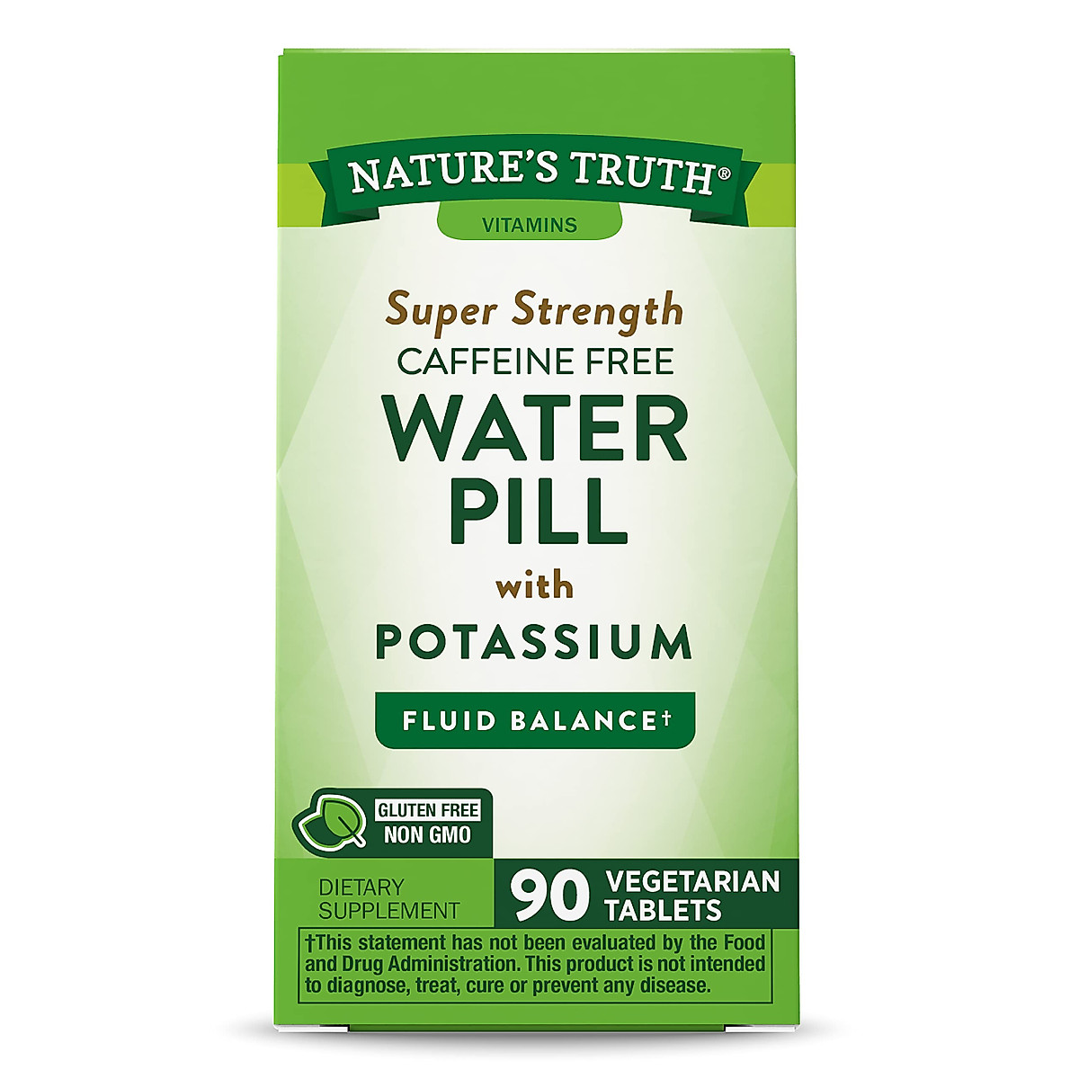 Nature's Truth Super Strength Water Pill with Potassium | 90 Count | Caffeine Free | Vegetarian, Non-GMO, Gluten Free