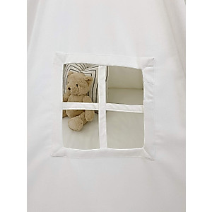 Domestic Objects | Play Tent Bed Canopy | Teepee for Mattress | 100% Cotton Canvas | Premium Quality (Crib/Cot No Door) (White)