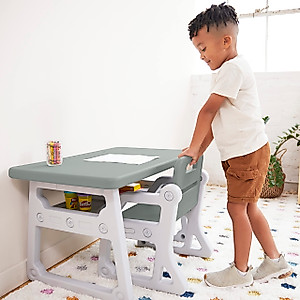 ECR4Kids Toddler Plus Desk and Chair, Kids Furniture, Grey/Light Grey