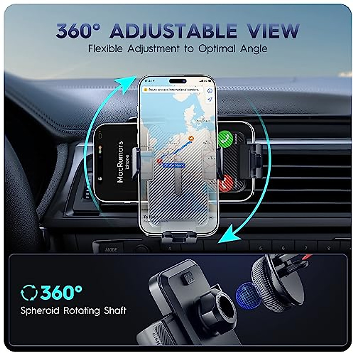 APQZHO Car Vent Phone Mount for Car [Upgrade Clip Never Fall] Hands Free Cell Phone Holder Car [Thick Cases Friendly] Car Phone Holder Fit for Smartphone, iPhone, Automobile Cradles Universal
