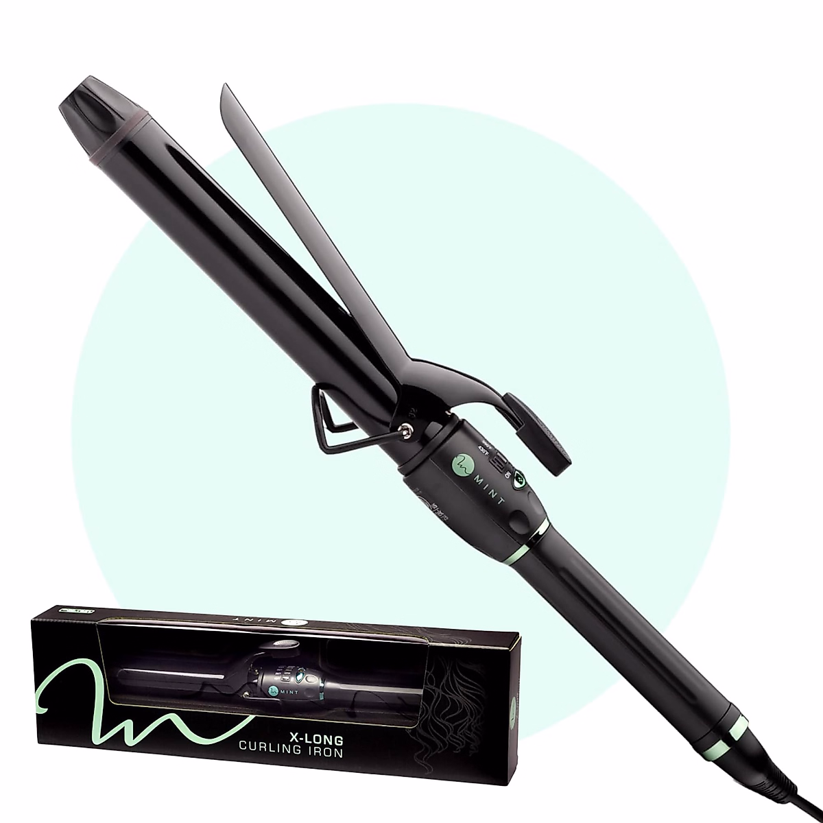 MINT Professional Extra Long Hair Curling Iron 1 1/4 inch | 2-Heater Ceramic Barrel That Stays Hot | 1.25 Inch Hair Iron Curler for Medium to Large Curls | Travel-Ready International Dual Voltage