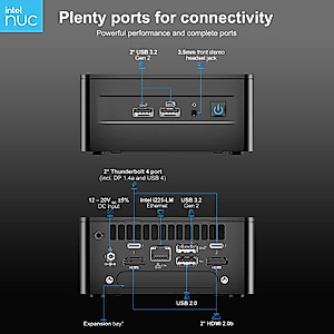 Intel 2023 Newest NUC12 Tiny Client Mini Desktop PC 12th 12-Core i7-1260P 32GB DDR4 1TB NVMe SSD 1TB HDD Iris Xe Graphics WiFi 6E RJ-45 2 x Thunderbolt4 2 x HDMI Windows 10 Pro w/RE USB
