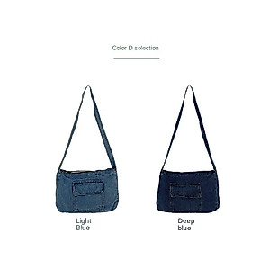 Retro Denim Shoulder Bag, Large Capacity Hobo Crossbody Shoulder Bag, Aesthetic Handbag Fairy Grunge Tote Bag (Dark Blue)