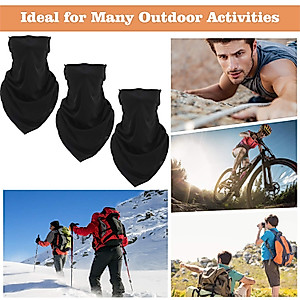 MoKo Scarf Mask Bandana with Ear Loops 3 Pack, Neck Gaiter Balaclava UV Sun Protection Face Mask for Dust Wind Outdoors Motorcycle Cycle Bandana Headband for Women Men - Black