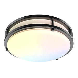 Yogaret 13 Inch LED Ceiling Light Fixture: 40W Flush Mount Ceiling Light 4000 Lumens Dimmable, 3000K/4000K/5000K Modern Ceiling Lamp for Bedroom Kitchen Bathroom Hallway Closet Laundry