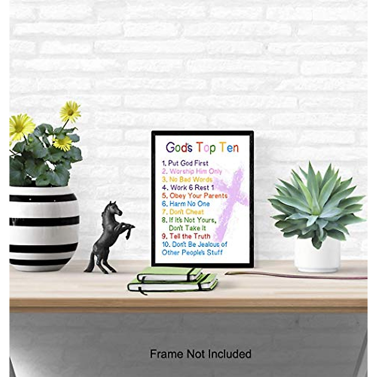 The Ten Commandments - 8x10 Christian Religious Scripture, Bible Verse Wall Art - Kids Wall Decor, Kids Bedroom Decor, Kids Wall Art - Gift For Child, Boys, Girls Room, Nursery - Unframed Poster Print