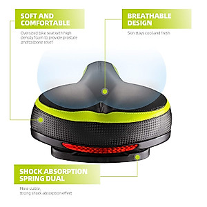 Roguoo Bike Seat, Most Comfortable Bicycle Seat Dual Shock Absorbing Memory Foam Waterproof Bicycle Saddle Bike Seat Replacement with Refective Tape for Mountain Bikes, Road Bikes