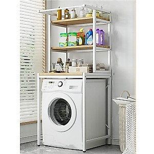 VHBVDFC Over Washer and Dryer Storage Shelf, Tall Bathroom Cabinet Organizer, 3-Tier Laundry Room Organization and Storage Rack, Laundry Room Shelves for Small Space(White)