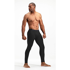 DEVOPS Men's Thermal Compression Pants, Athletic Leggings Base Layer Bottoms (2 Pack) (Large, Black/Black)