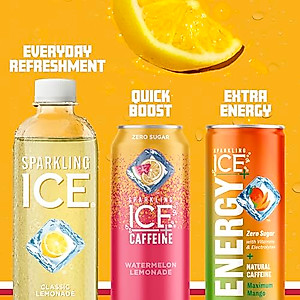 Sparkling Ice, Classic Lemonade Sparkling Water, Zero Sugar Flavored Water, with Vitamins and Antioxidants, Low Calorie Beverage, 17 oz Bottles (Pack of 12)