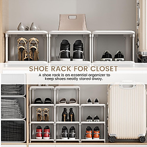 DomiZen 10 Tier Shoe Rack for Closet, Vertical Free Standing Shoe Organizer for Entryway, Stackable Shoe Storage Organizer for Women Kids