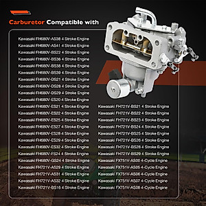 Carburetor with Gaskets for Kawasaki FH641V FH661V FH721V FX850V 22 HP Engine Carb Replaces# 15004-1010, 15004-7024, 15004-0757, 15004-1005