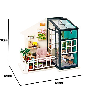 Rolife Dollhouse DIY Craft House Kit-Small Sized Miniature with Accessories and LED-Wooden Model Building Set-Christmas Birthday Gifts for Boys Girls Women Friends(Balcony Daydreaming)