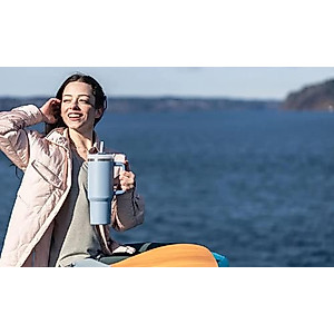 40oz Insulated Tumbler, Reusable Vacuum Quencher Tumbler with Straw, Leak Resistant Lid, Insulated Cup, Maintains Cold, Heat, and Ice for Hours (Rose Quartz)