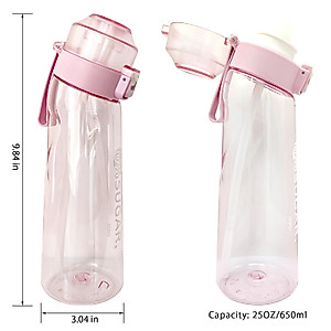 ECENUR Sports Air Water Bottle Tritan 650ml Starter up Set Drinking Bottles with 7 Flavour Pods Scented for Flavouring 0 Sugar, 0 Calorie (Pink)