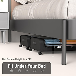 Under Bed Storage with Wheels and Lid, Under Bed Rolling Storage with XXL Large Capacity, Under the Bed Storage for Bedroom Under Bed Storage Containers for Clothes Shoe Blanket Toy Book byAUING,2Pack