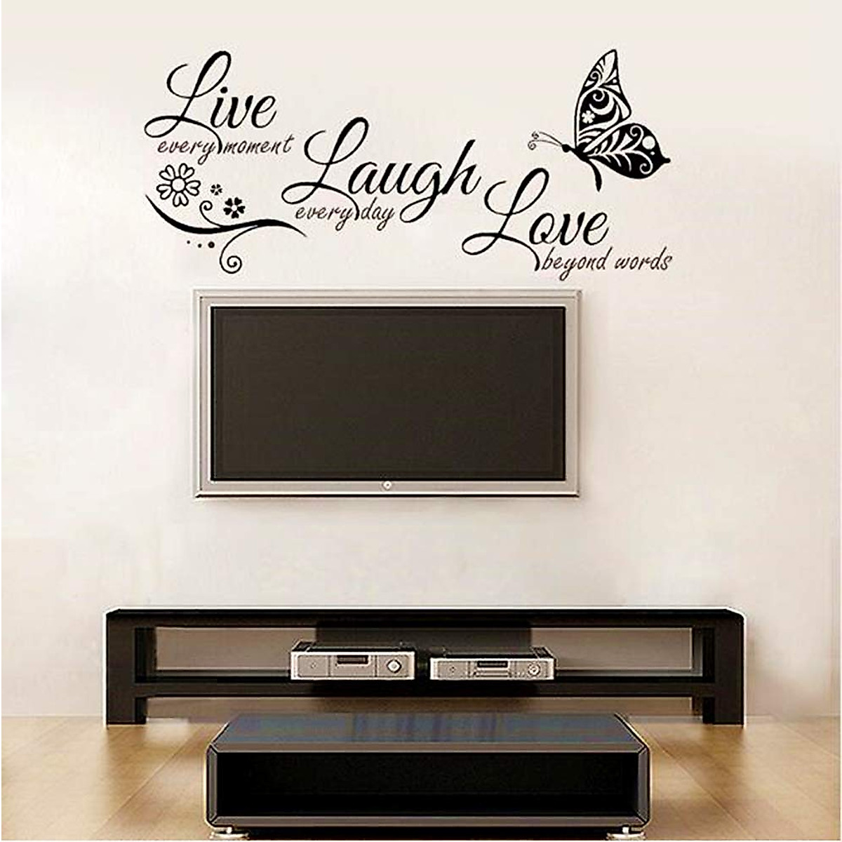 Live Love Laugh Set 3 Wall Sticker Motivational Wall Decals,Family Inspirational Wall Stickers Quotes(18x39, Black)