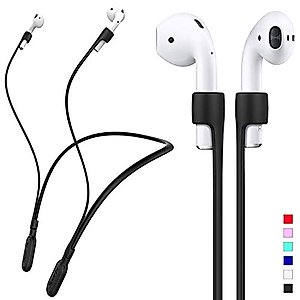 HALLEAST Compatible AirPods Pro2/3/Pro/2/1 Skin-Friendly Silicone Neckband Strap, Lightweight Airpod Holder, Anti-Lost Wire, Airpod Cord for Gym, Wireless Earbuds Strap, Headphone Strap (Black)