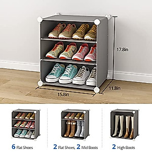 Aeitc Shoe Rack Organizer Shoe Storage Cabinet Narrow Standing Stackable Space Saver (72 Pairs, Grey)