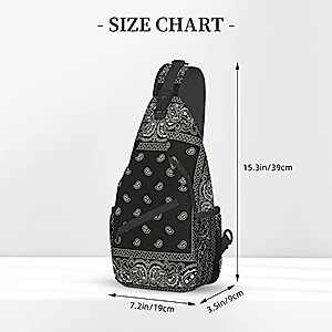 Bandana Black Paisley Bandana Chest Bag Sling Crossbody Backpack Cycling Traveling Hiking Daypack for Men Women