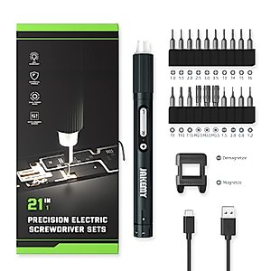 Small Electric Screwdriver, JAKEMY 3 Torque Adjustable Laptop Cordless Screwdiver Set, Rechargeable Mini Computer Screwdriver Kit for Electronics Repair with Shadowless LED Lamp