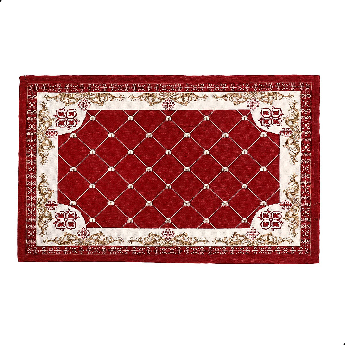 Tyrafry 19.6'' x 31.4'' Classic Traditional Area Rug Kitchen Rug Slip Resistant Durable Floor Mat Soft Plush Machine Washable Microfiber Doormat, Red