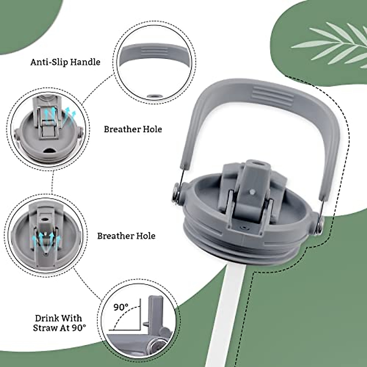 SOMANT 30oz Tumbler with Handle Lid and Straws Stainless Steel Insulated Reusable Double Wall Hot and Cold Beverages Travel Mug Home and Office Water Bottle Thermal Cup gift for kids