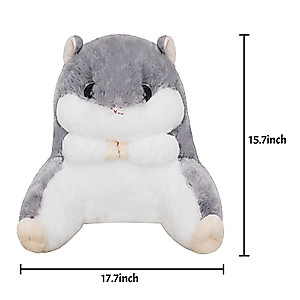 Lovely Plush Hamster Design Back Cushion Thick Cozy Padded Sofa Chair Cushion Home Office Backrest Back Support Pillow Lumbar Pad Dorm Bed Decor