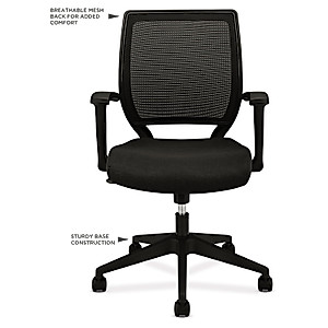 HON VL521VA10 VL521 Series Mid-Back Work Chair, Mesh Back, Fabric Seat, Black