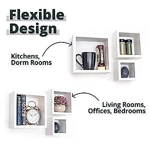 Greenco 3 Cube Floating Shelf, Easy-to-Assemble Floating Wall Mount Shelves for Bedrooms and Living Rooms, White Finish
