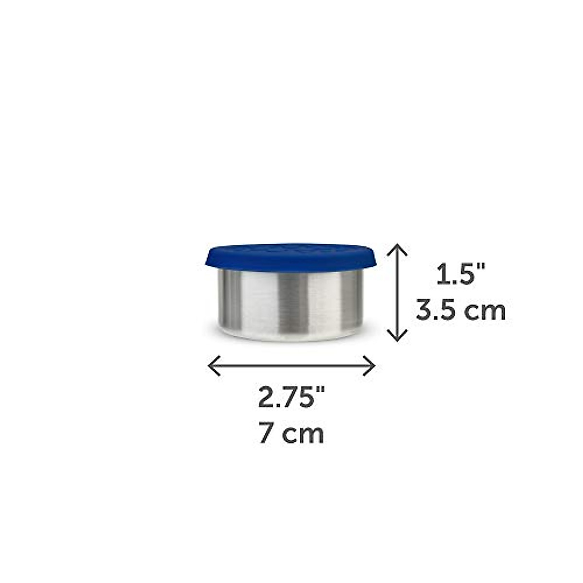 LunchBots 2.5 oz Leak Proof Snack and Side Dish Containers - Spill Proof in Bags and Bento Boxes - Food-Grade Stainless Steel With Silicone Lids - Set of 2 (Blue)