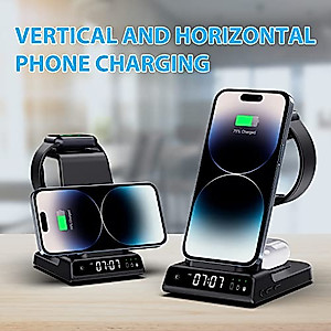 Charging Station for Apple,Wireless Charger 4 in 1 with Digital Clock, Wireless Charging Station for iPhone 14/13/12/11/X Series, for Apple Watch Ultra/Series 8/7/6/5, Air Pods Pro 2/3/Pro