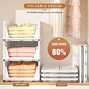 Neprock Stackable Plastic Storage Drawers for Closet Organizers and Storage,4 Pack Open Storage Bins Closet Shelf Clothes Organizer for Closet Wardrobe(4L)