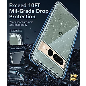 PUJUE for Google Pixel 7-Pro Clear Case: Pixel 7 Pro Dual Shockproof Protective Cell Case | Anti-Yellowing Silicone TPU | Full Protection Slim Bling | Clear Bumper Rubber Cell Phone Cover
