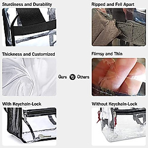 mommore Heavy Duty Clear Backpack Durable See Through Bookbags for Work, 16” Transparent Large Backpack, Black