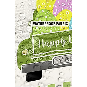 Pack of 2 Outdoor Pillow Covers Happy Easter Colorful Floral Texture Truck Waterproof Decorative Patio Cushion Cover Green Check Outdoor Throw Pillows for Patio Furniture Garden Sofa 18x18 Inch