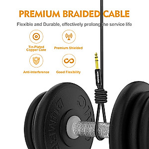 HOSONGIN 1/4 Inch TRS Instrument Cable 15ft 2-Pack [Nylon Braided Shielded], 1/4 Inch to 1/4 inch TRS Male to Male Plug Stereo Audio Cord, Quarter Inch 6.35mm Balanced Interconnect Line - 15 feet