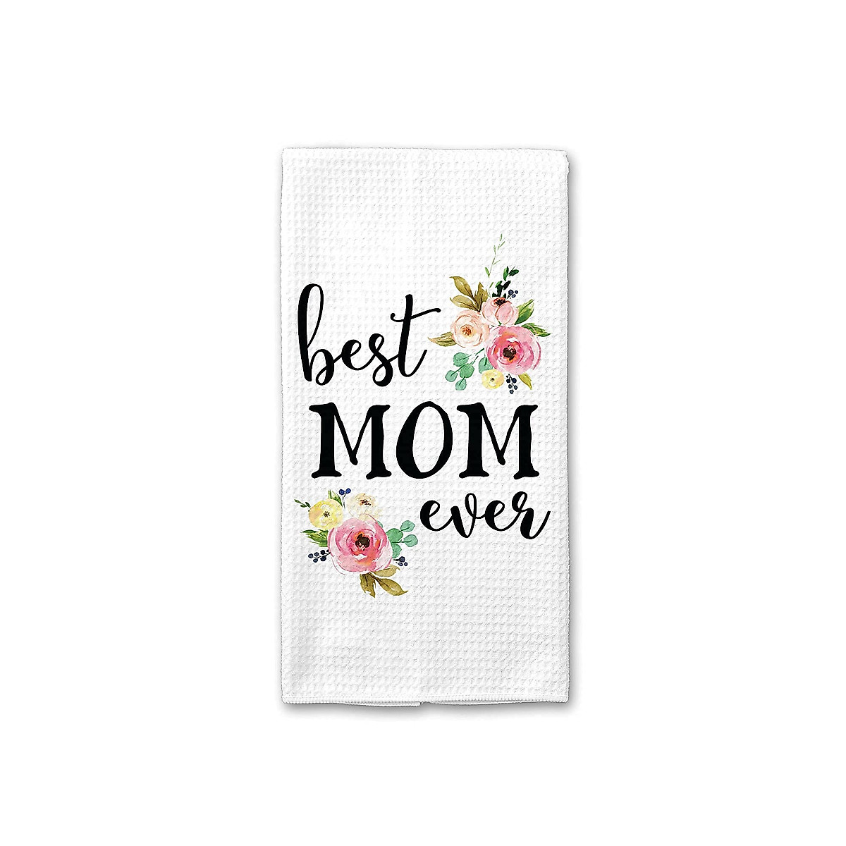 CANARY ROAD Best Mom Ever Towel | Waffle Weave Dish Towel | Mother Birthday Present | Gift for Mom | Mother's Day Gift | Mother Birthday Gift