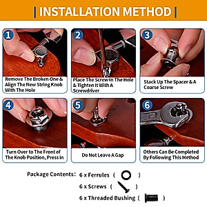 LifCratms 6 Pcs Black Locking Tuners 6 Inline, Sealed Guitar Tuning Pegs Keys Machine Heads Set for Fender Stratocaster Strat Telecaster Tele Style Electric Guitar