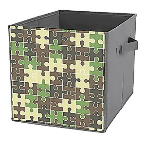 Puzzle Camouflage Collapsible Storage Bins Basics Folding Fabric Storage Cubes Organizer Boxes with Handles