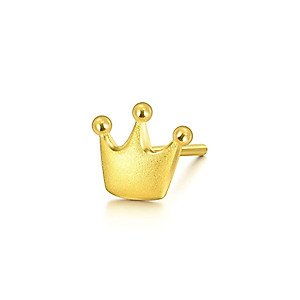 CHOW SANG SANG 999.9 24K Solid Gold Crown Single Stud Earring 91936E (Sold Single Not Pair)